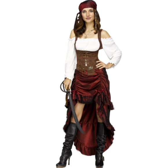 Dresses | Women Pirate Halloween Costume Adult Buccaneer Queen Sea ...